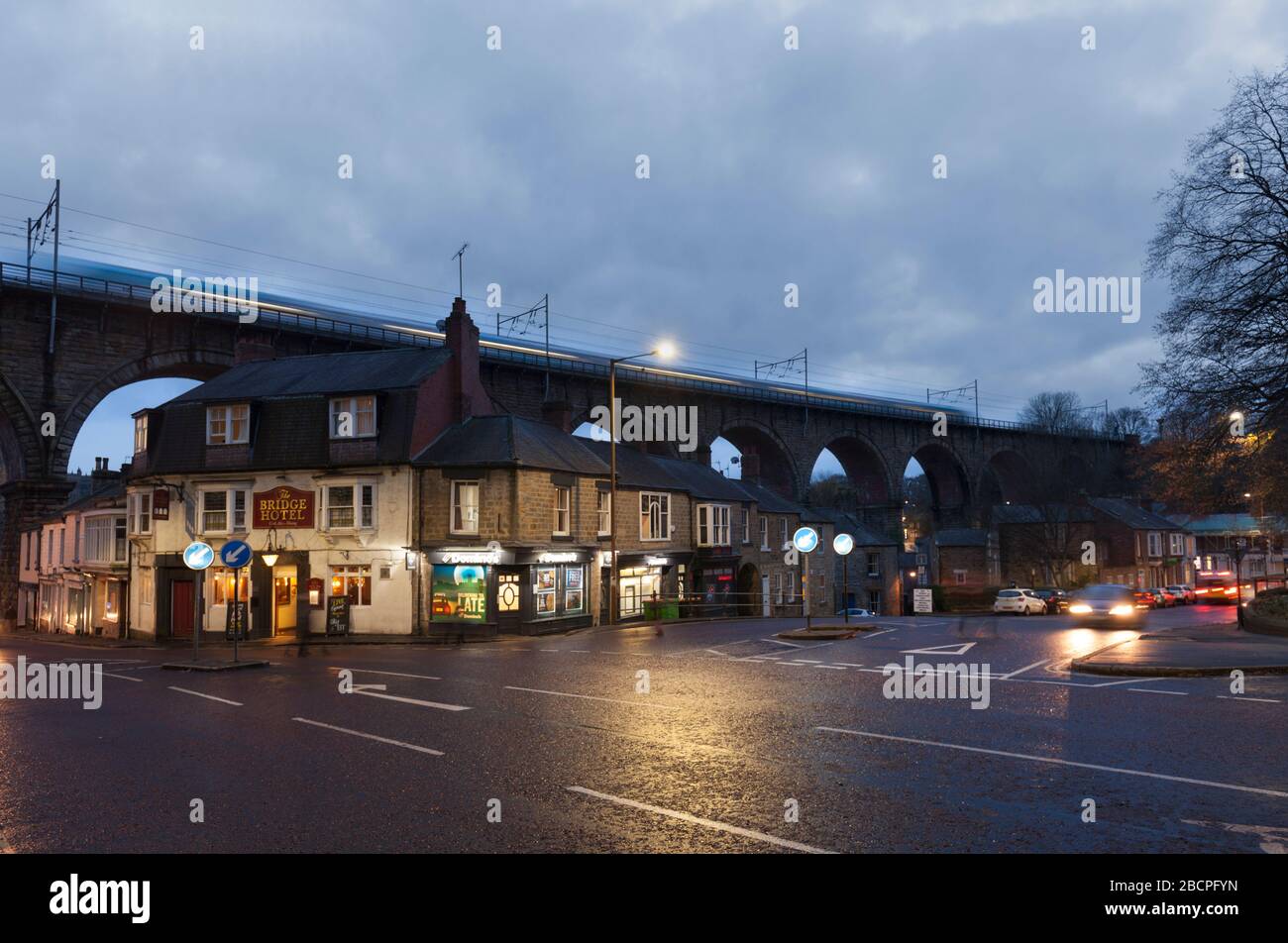 First Transpennine Express train with motion blur crossing the arched ...