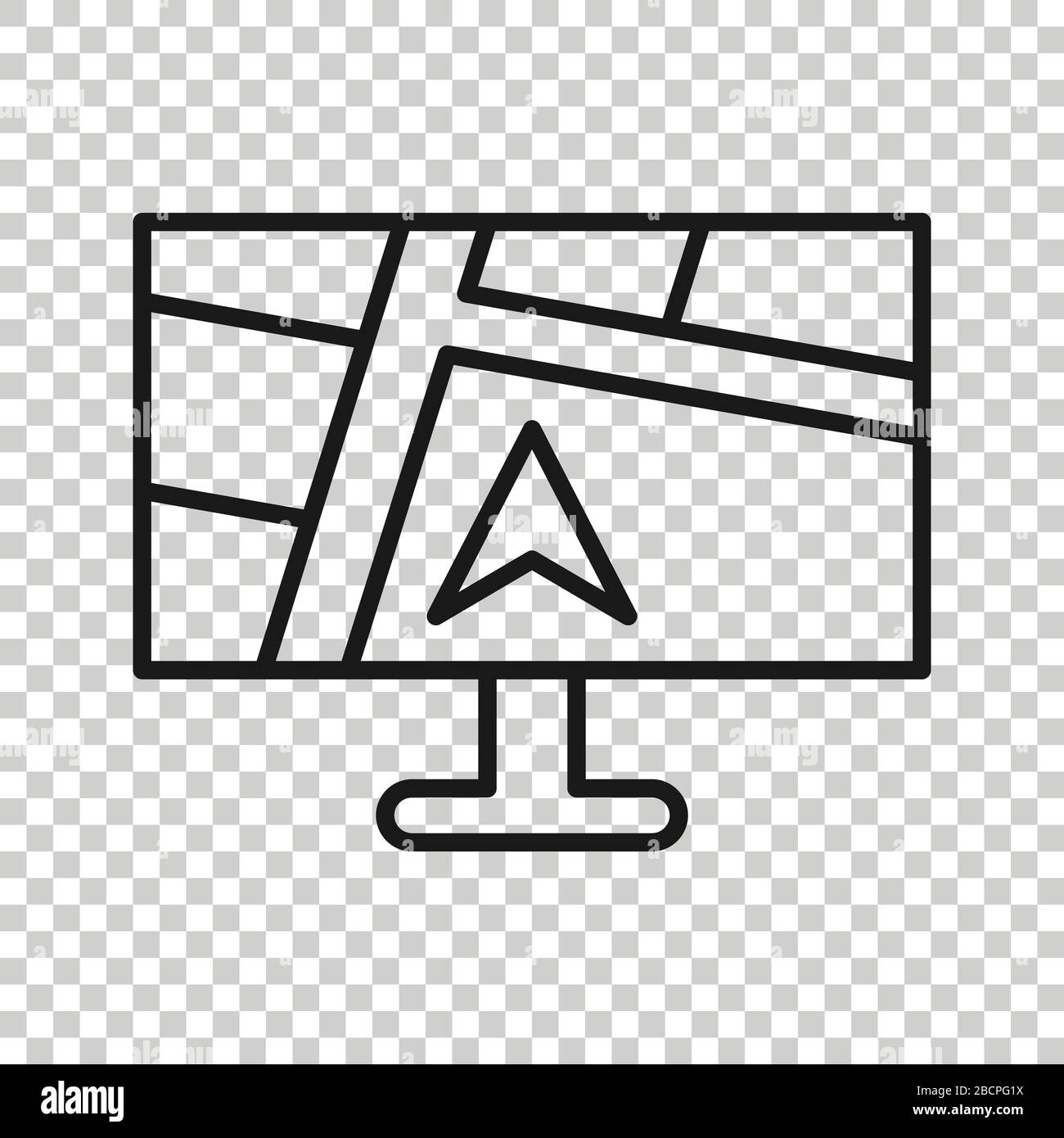 Computer navigation icon in flat style. Monitor pin gps vector ...