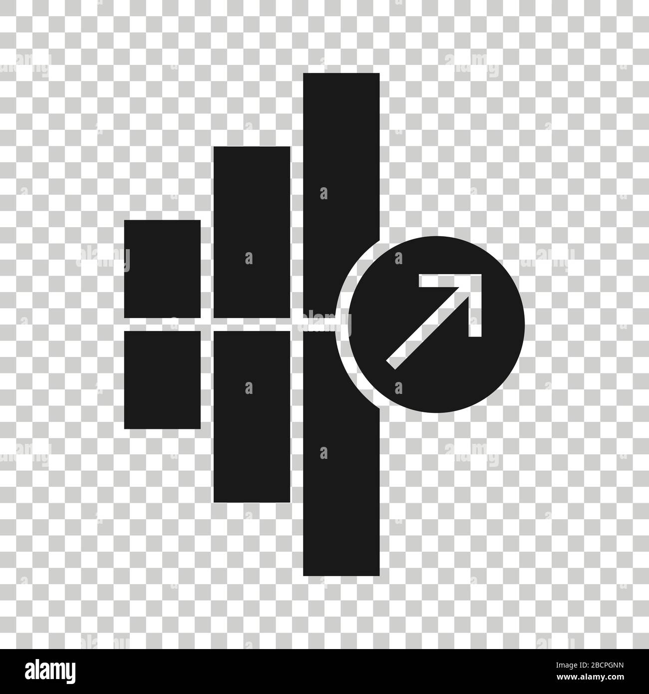 Market trend icon in flat style. Growth arrow with magnifier vector ...
