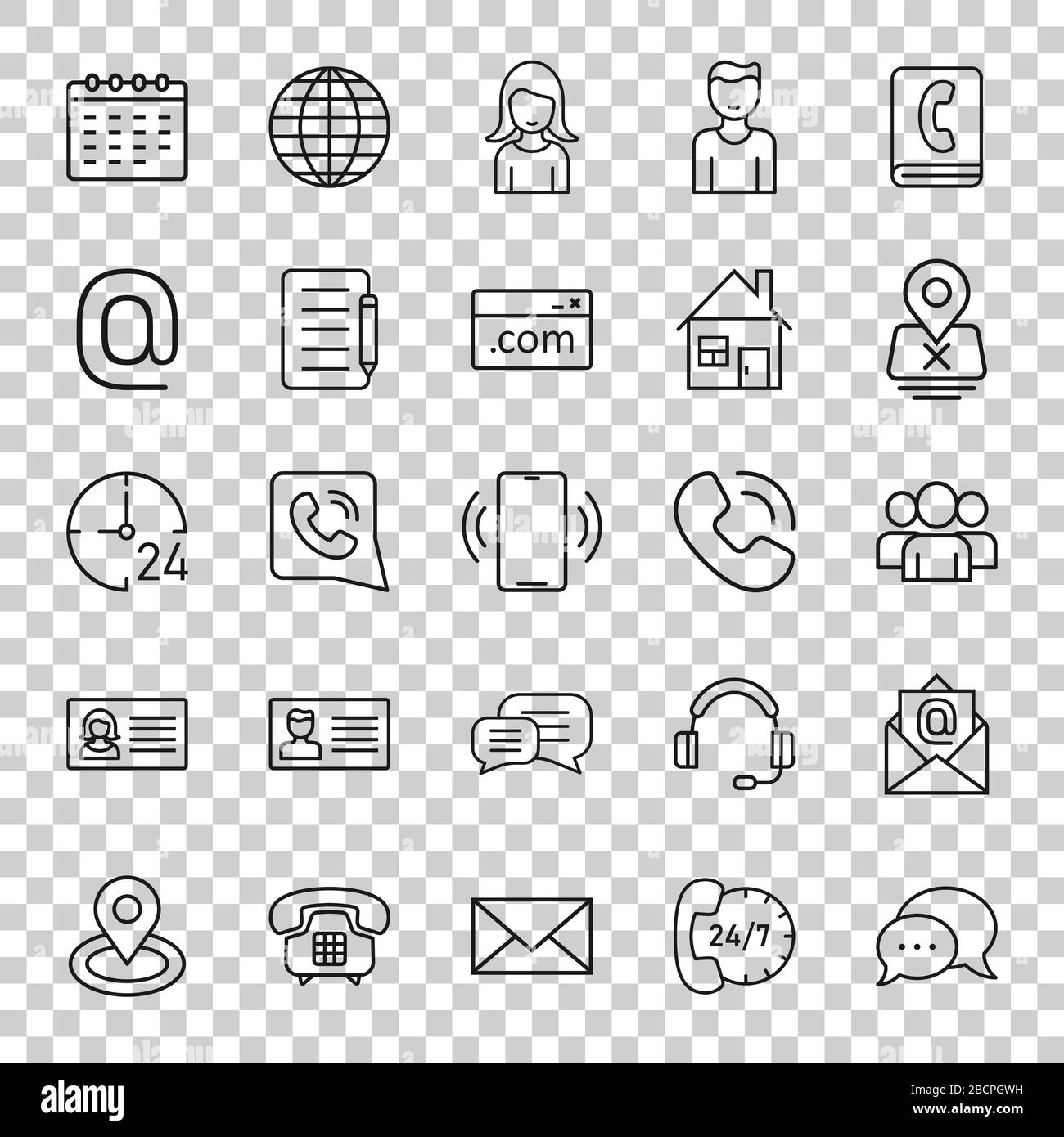 Contact icon set in flat style. Phone communication vector illustration ...