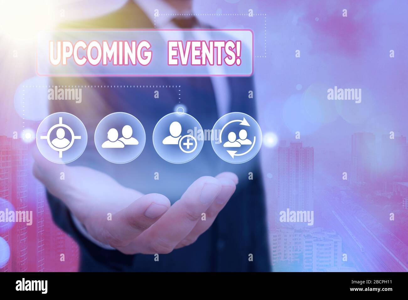 Word writing text Upcoming Events. Business photo showcasing thing that ...