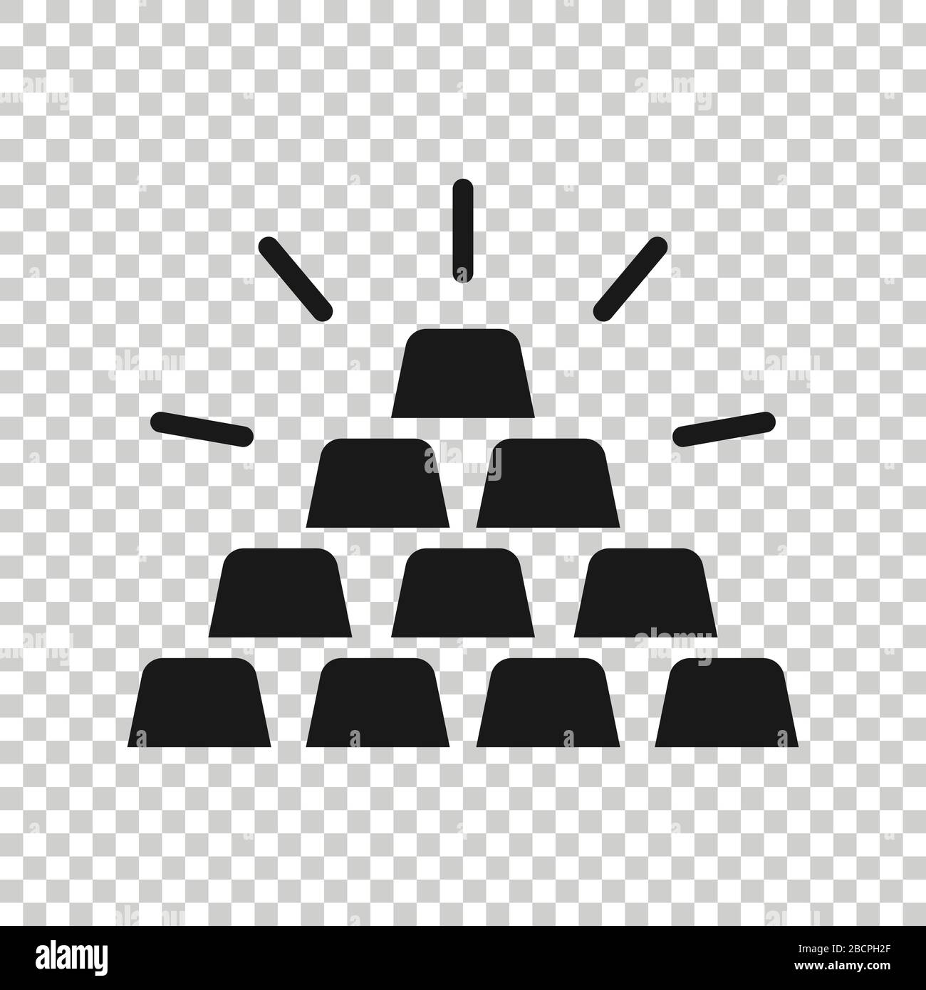 Gold stack icon in flat style. Silver brick vector illustration on ...