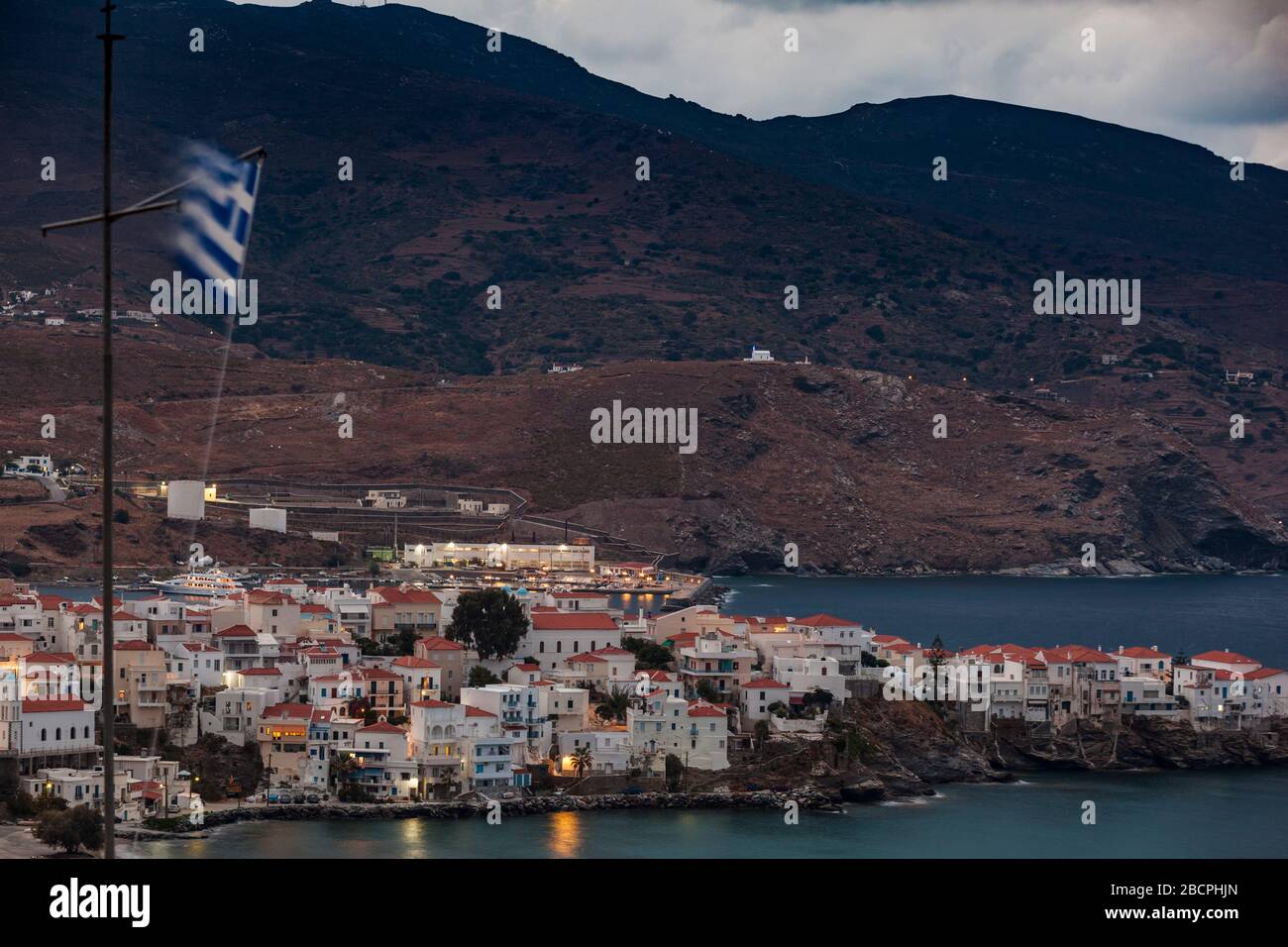 Greece, Cyclades archipelago, Andros island, Chora, the capital at ...