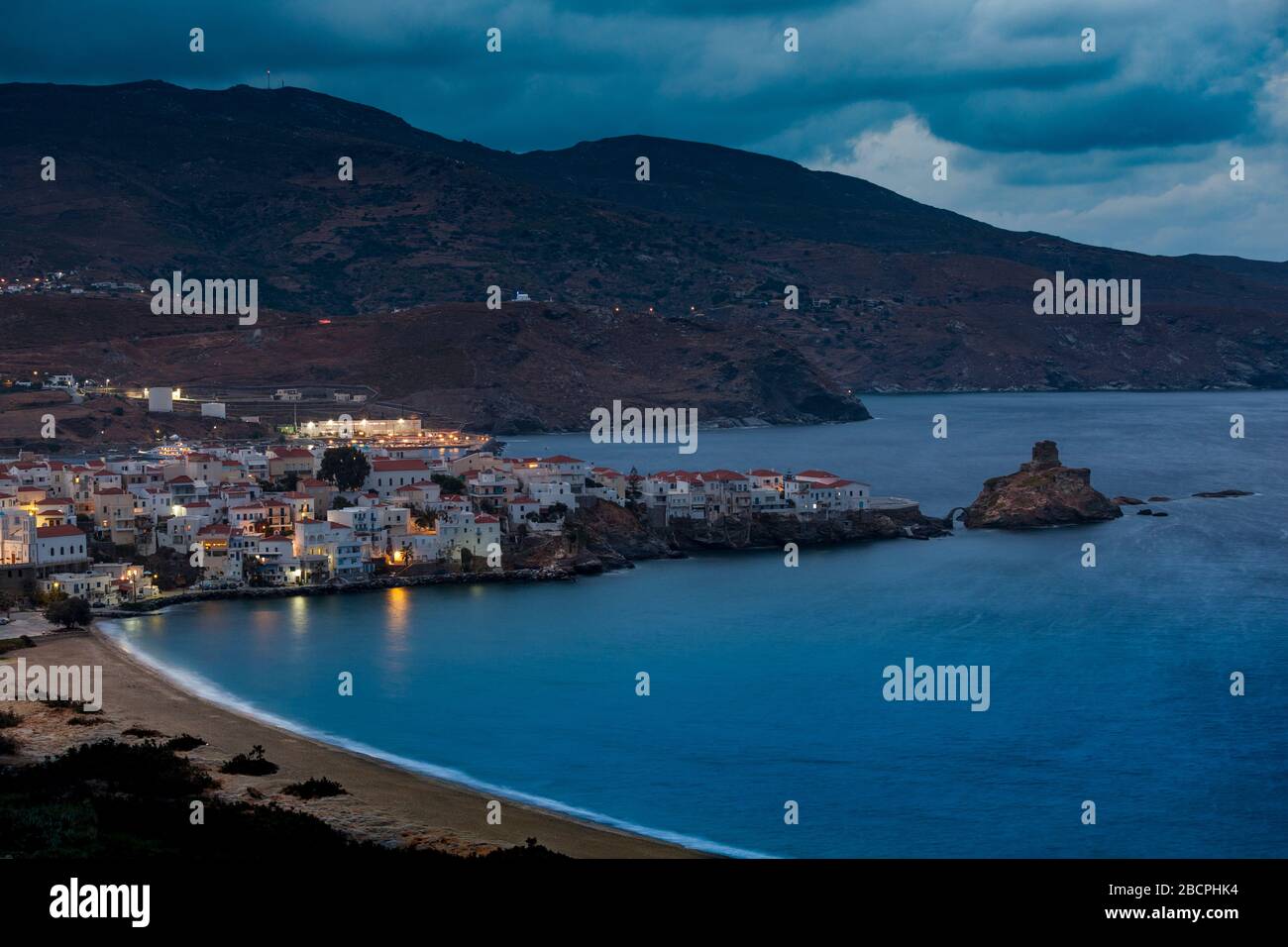 Greece, Cyclades archipelago, Andros island, Chora, the capital at ...