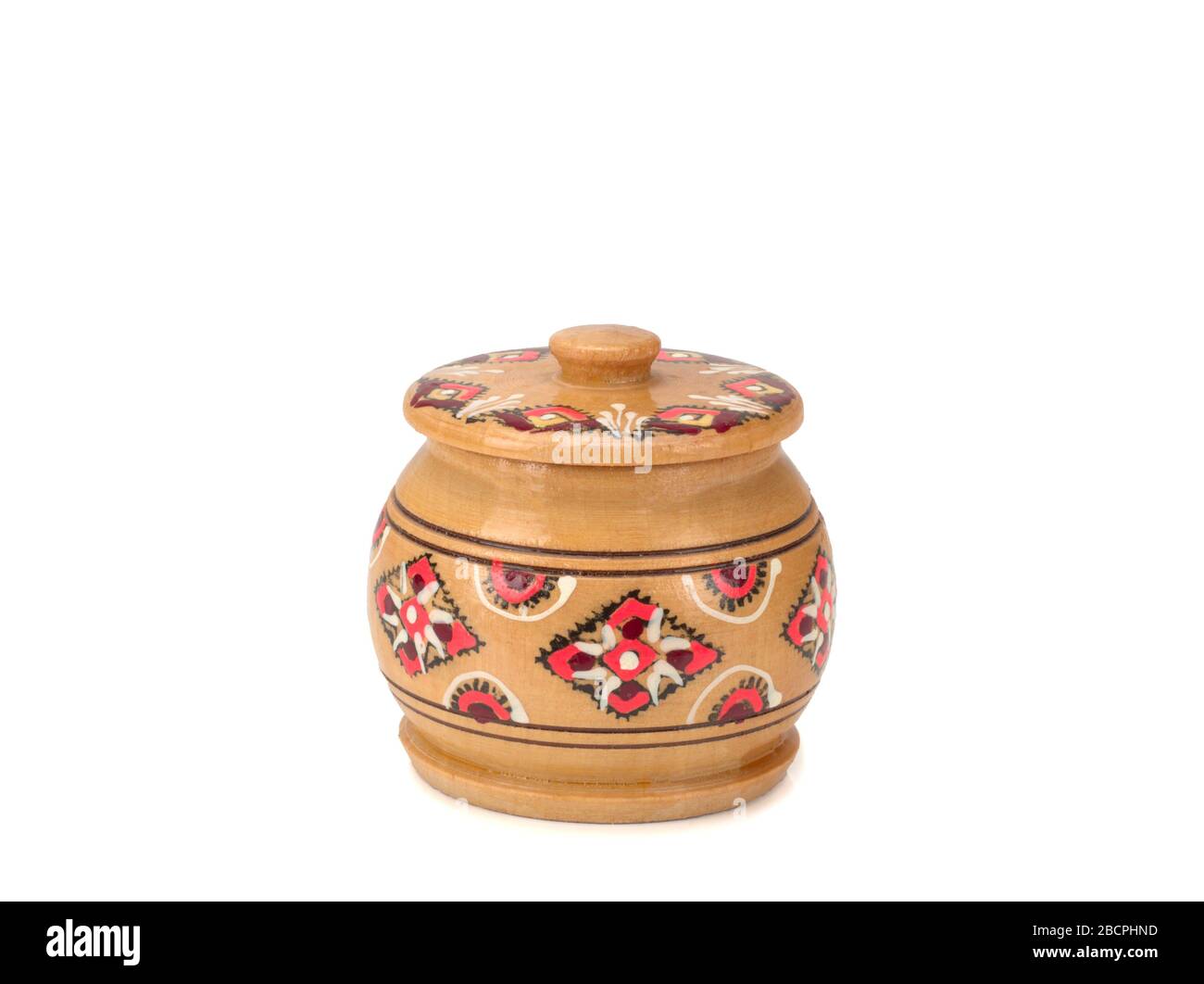 natural wooden round box isolated on white background Stock Photo - Alamy