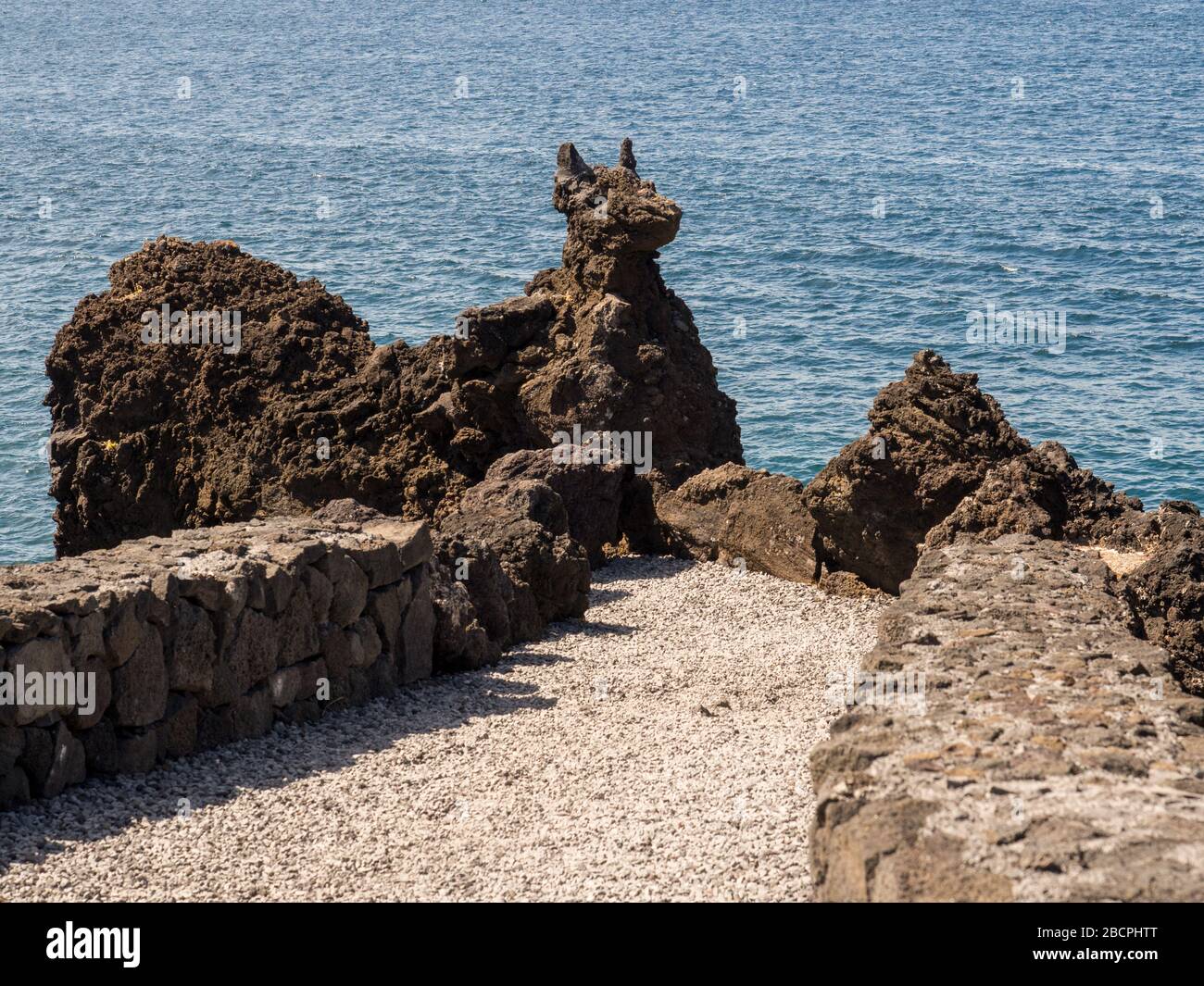 'Dog' volcanic rock formation on Pico Island, Azores, Portugal Stock ...