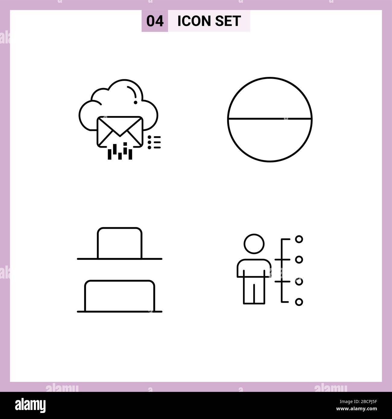 4 Universal Line Signs Symbols of cloud, vertical, data, tablet ...
