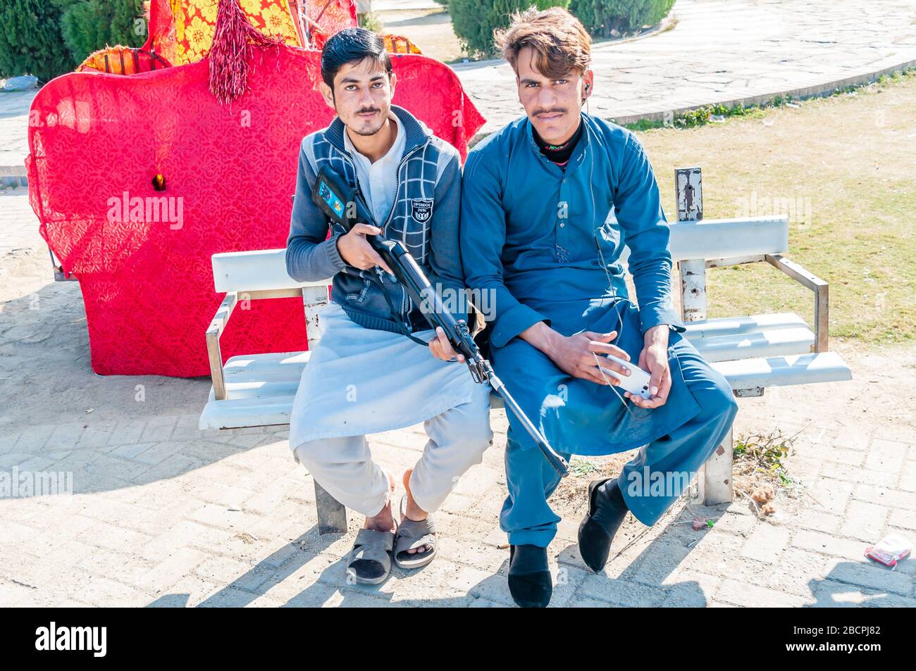 An unidentified men with air gun at Jari Kas park, Mirpur, Azad Kashmir ...
