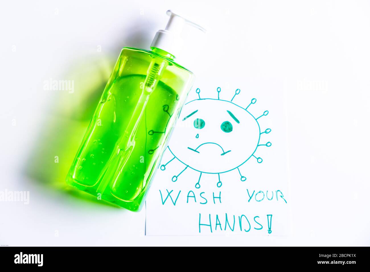 Drawing by a child of the coronavirus so you remember to wash your ...