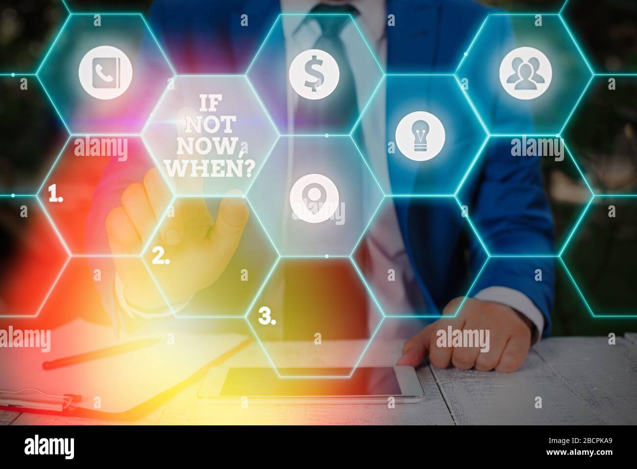 Text sign showing If Not Now When Question. Business photo showcasing ...