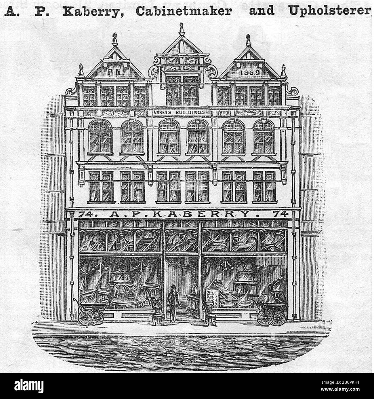 A P Kaberry, Cabinetmaker and upholsterer, Bradford 1893 Stock Photo ...
