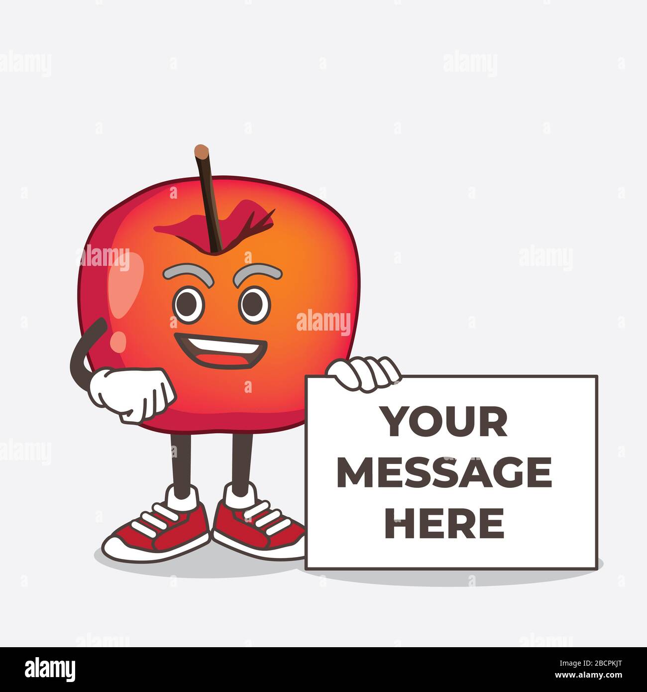An illustration of Crab Apple cartoon mascot character holding a board ...