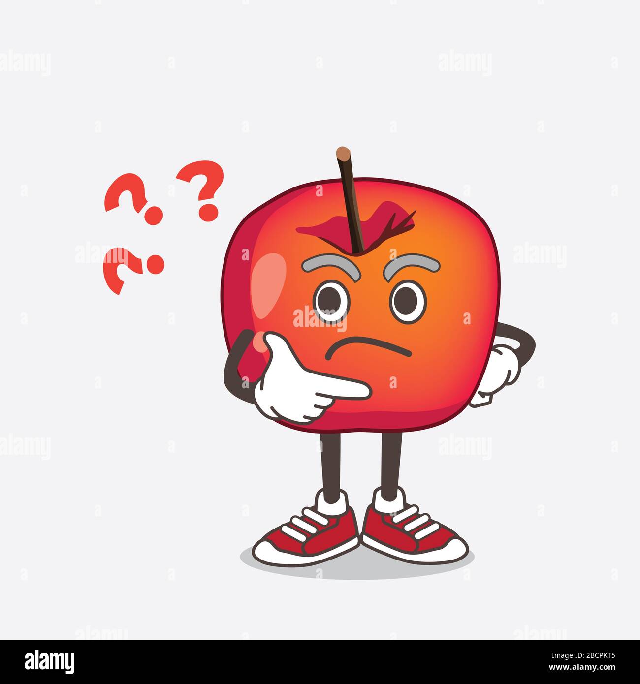 An illustration of Crab Apple cartoon mascot character in a confused ...