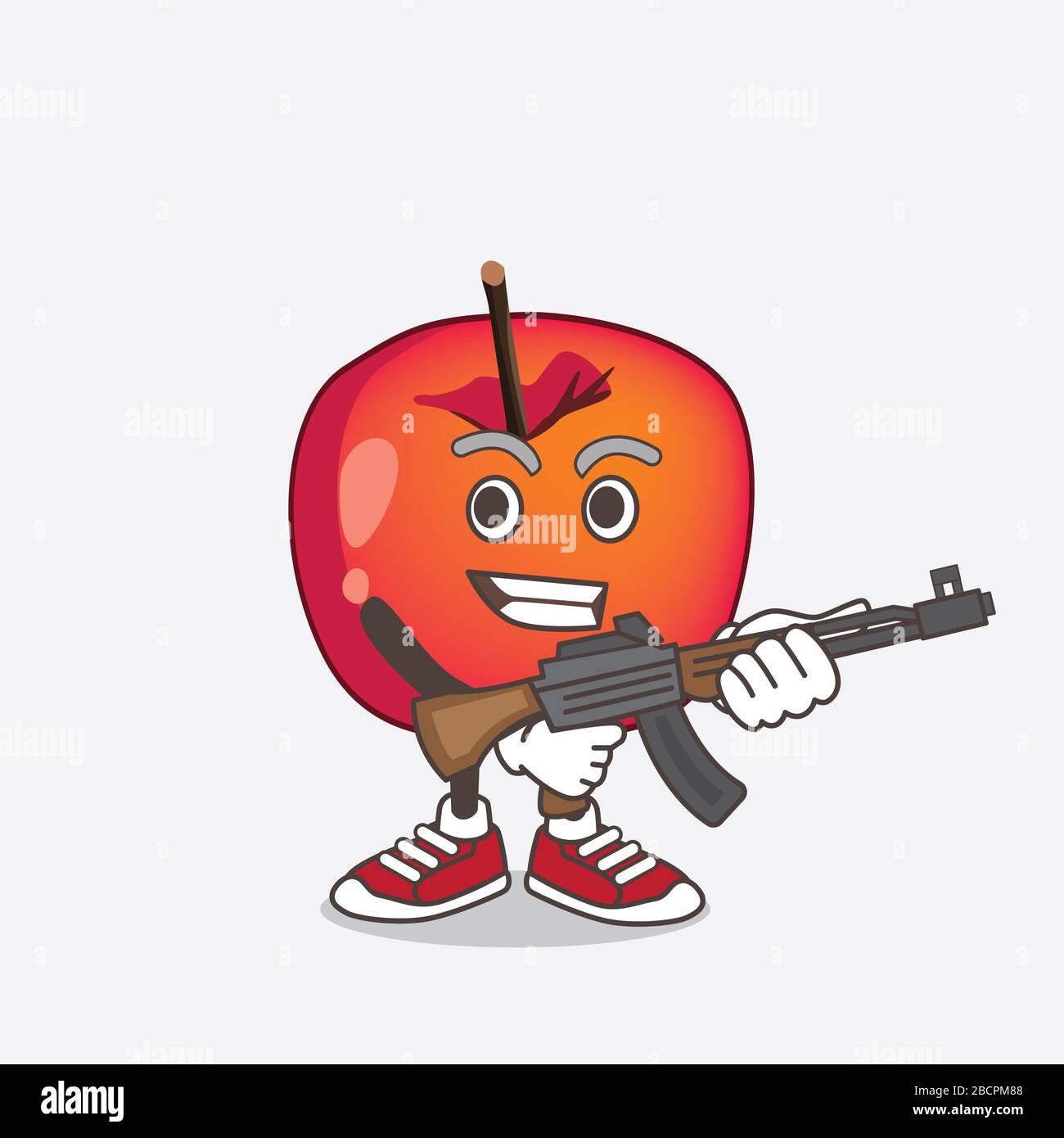 An illustration of Crab Apple cartoon mascot character with assault ...