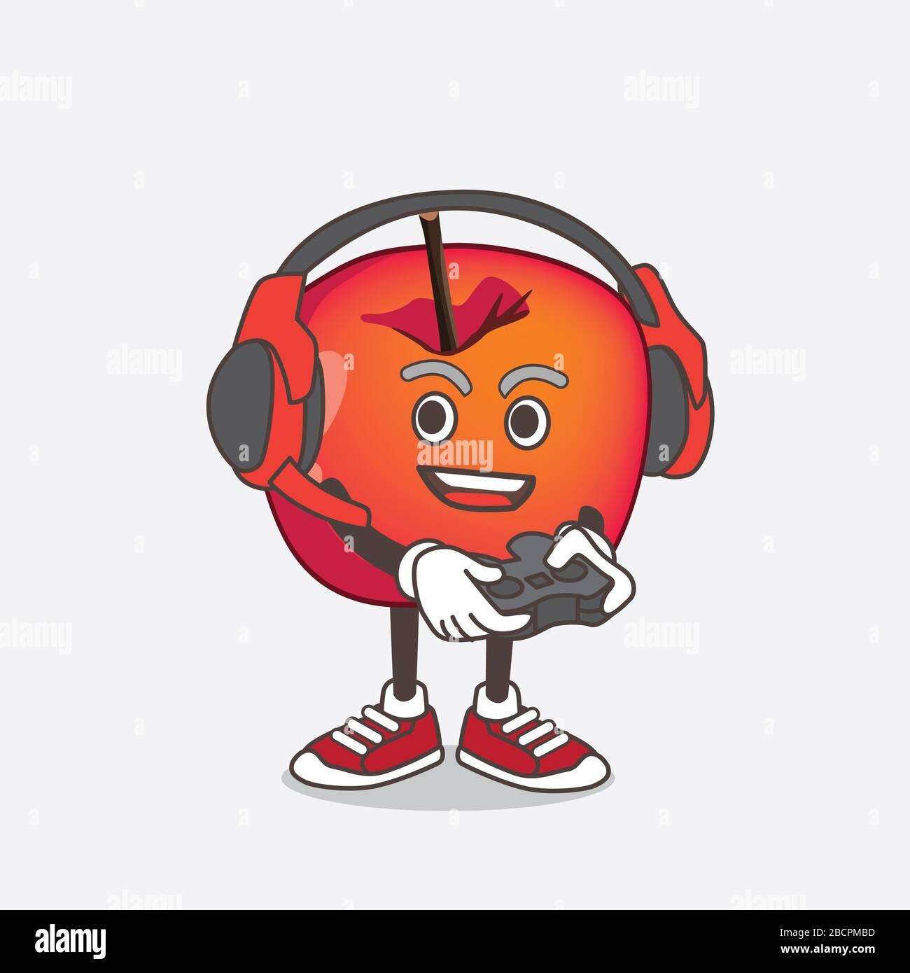 An illustration of Crab Apple cartoon mascot character play a game with ...