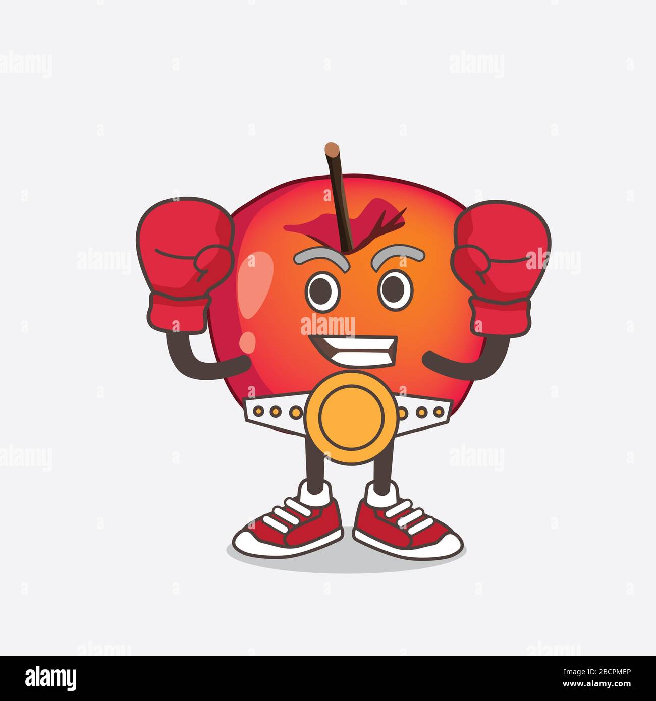 An illustration of Crab Apple cartoon mascot character in sporty boxing ...