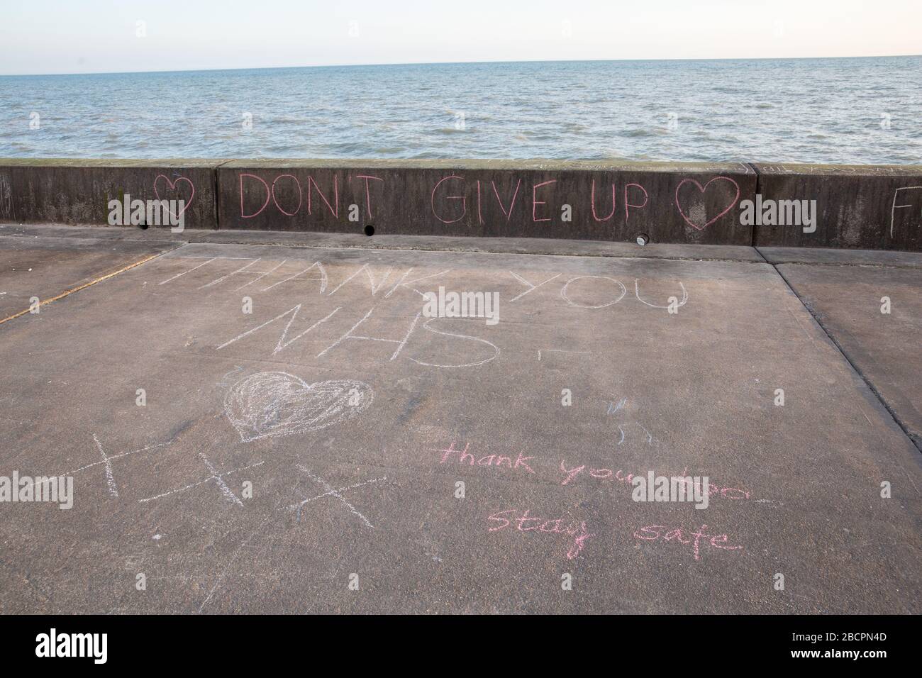 NHS Thank you chalked into the Cliff underpass at Peacehaven Beach East ...