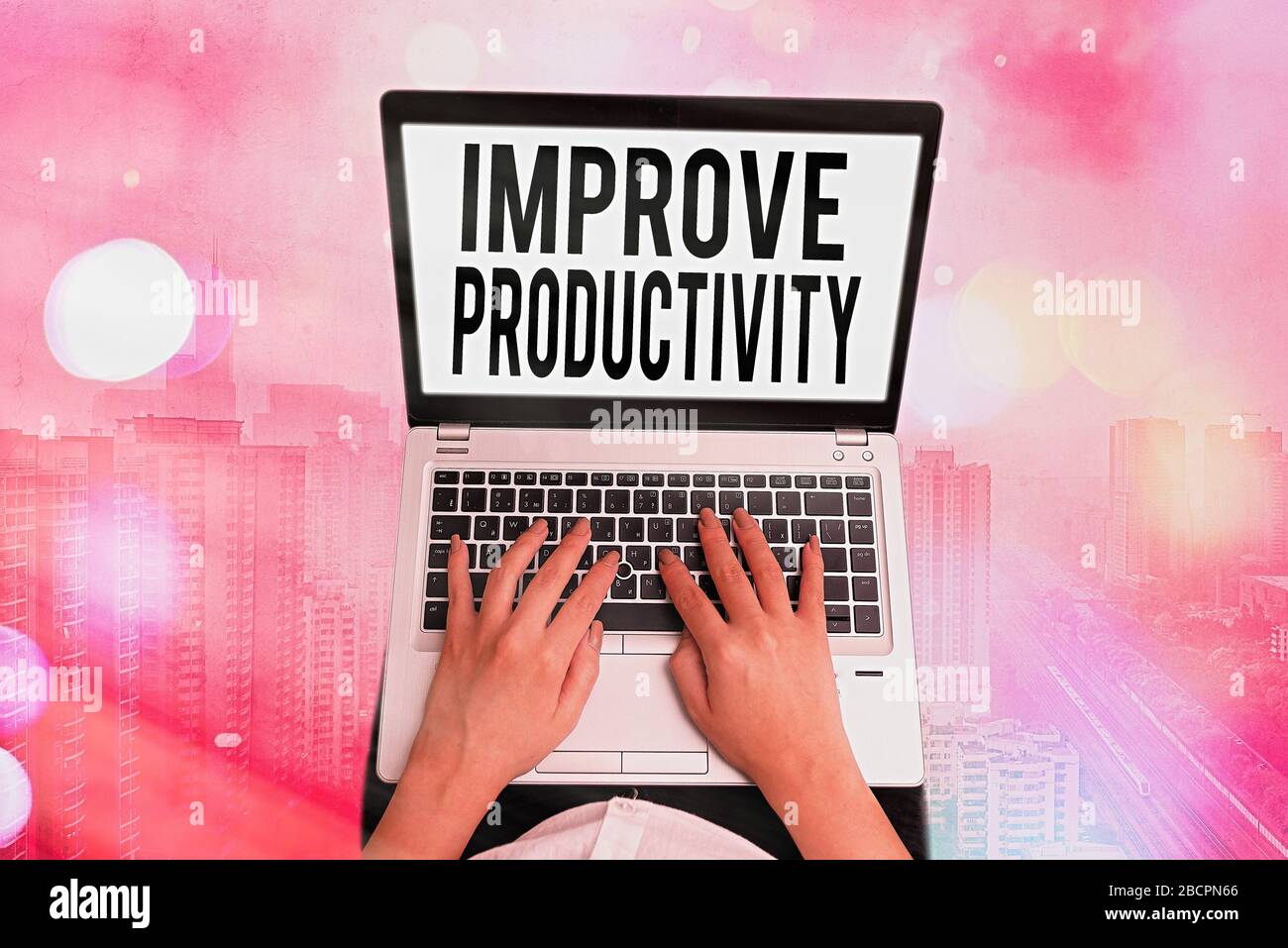 Text sign showing Improve Productivity. Business photo text to increase ...