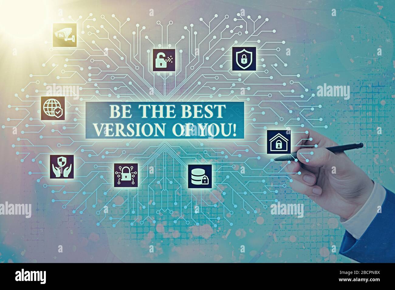 Conceptual hand writing showing Be The Best Version Of You. Concept meaning going to move away ...