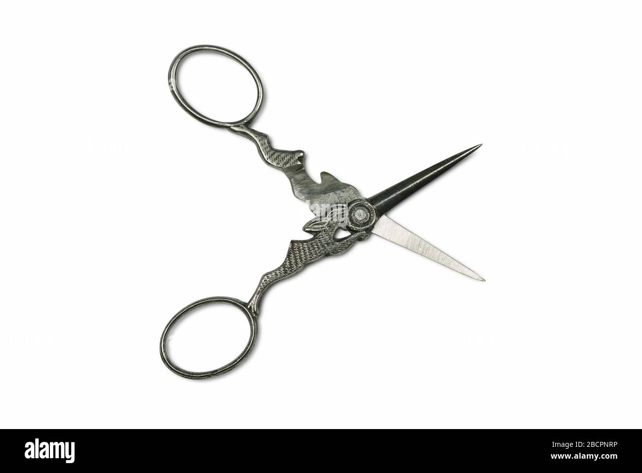 old collection scissors cut out on white background Stock Photo - Alamy