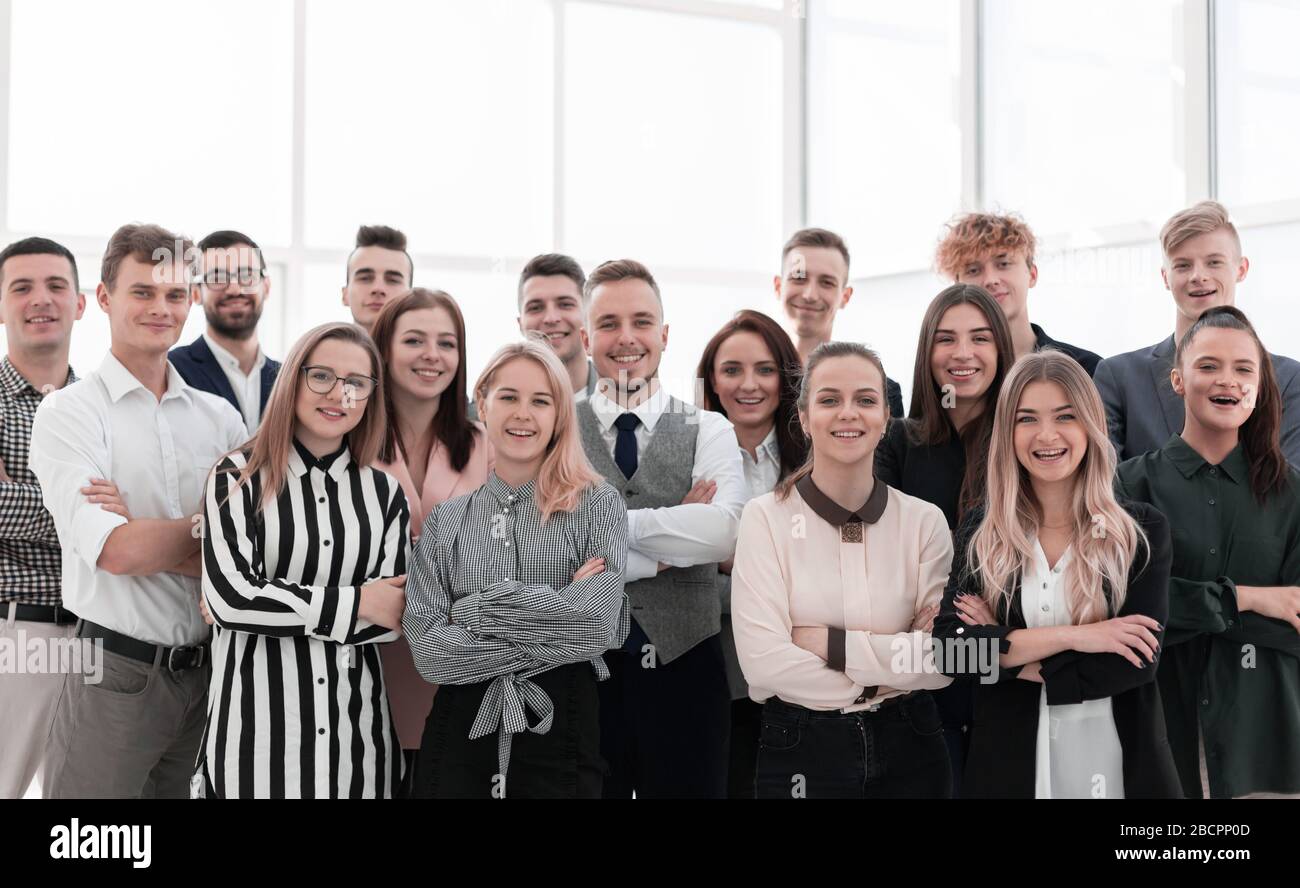 large group of young people standing together Stock Photo - Alamy
