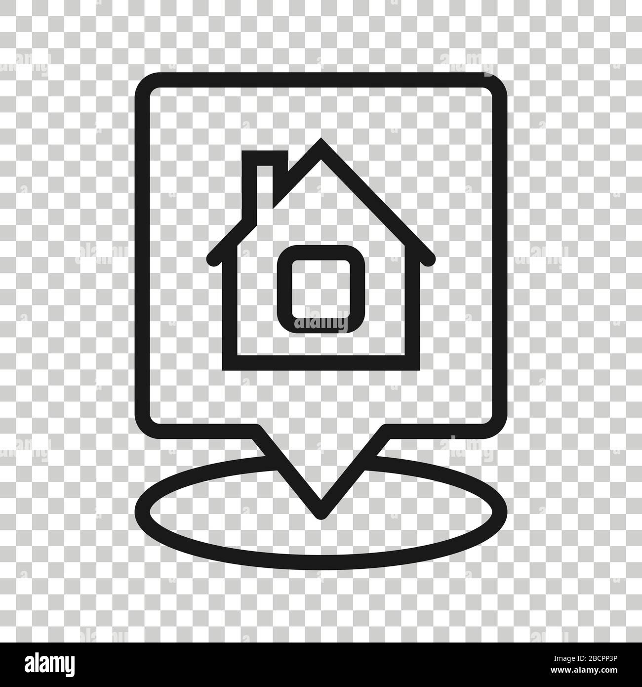 Home pin icon in flat style. House navigation vector illustration on ...