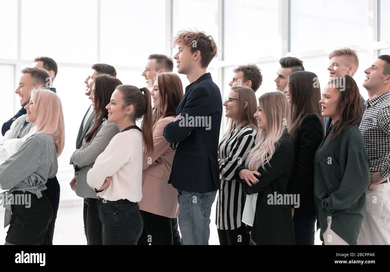 side view. a group of confident young people looking forward Stock ...