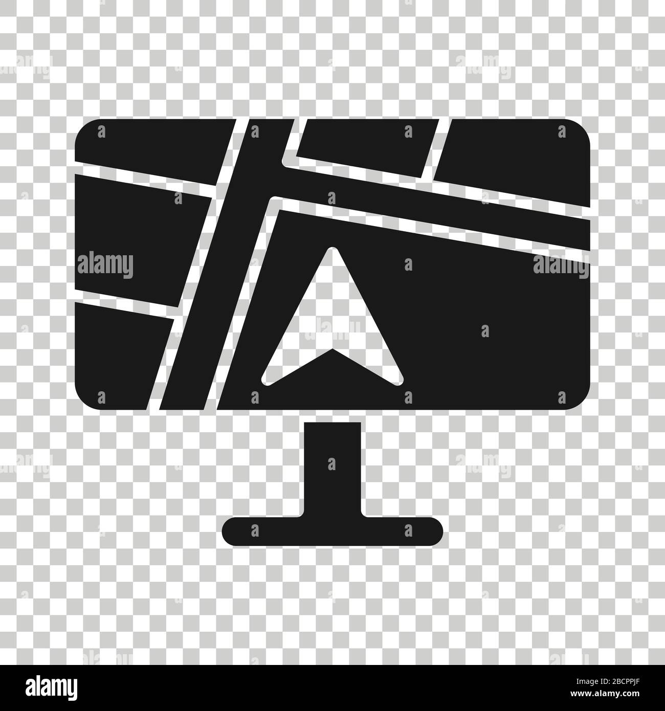 Computer navigation icon in flat style. Monitor pin gps vector ...