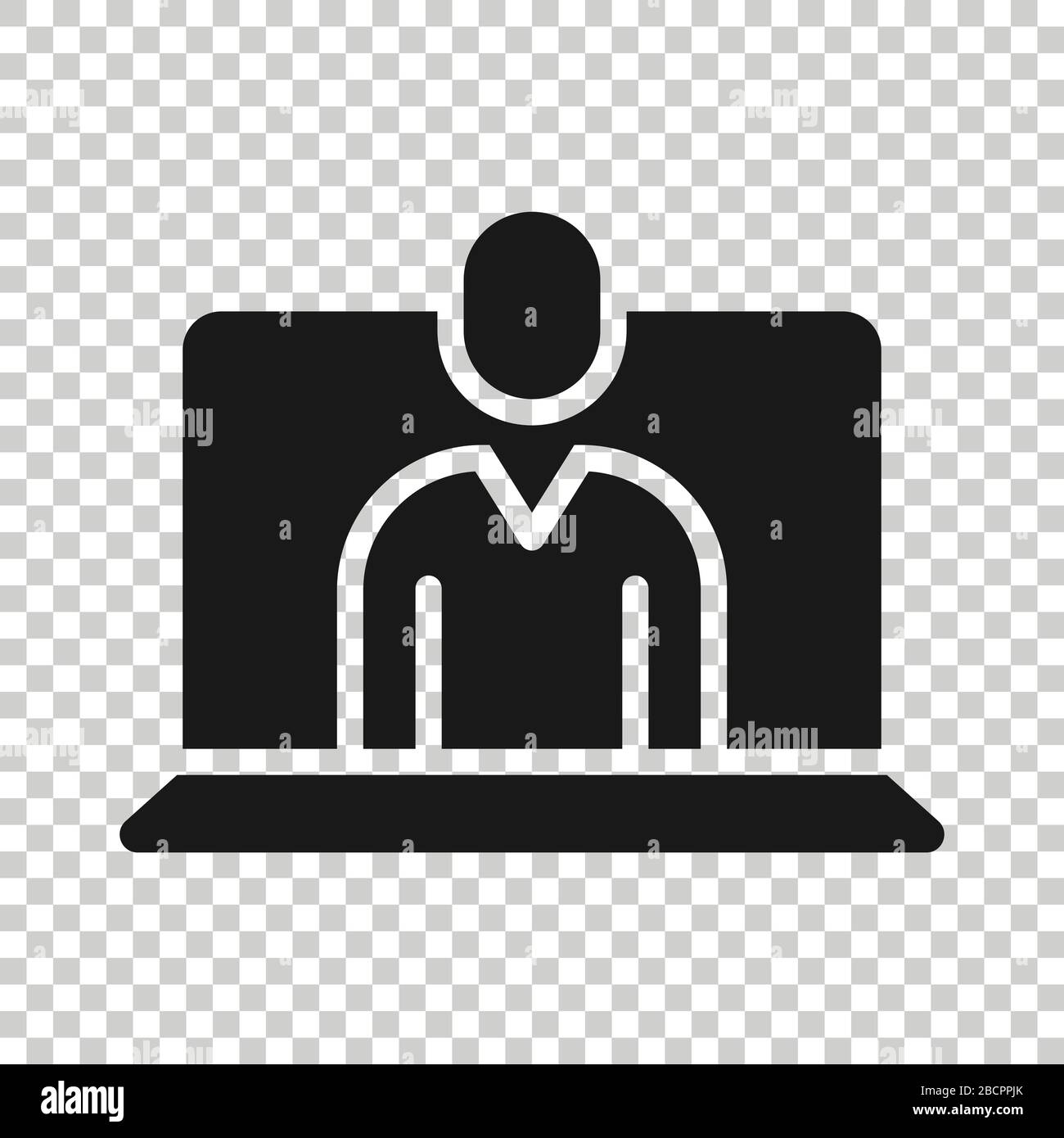 People with laptop computer icon in flat style. Pc user vector ...