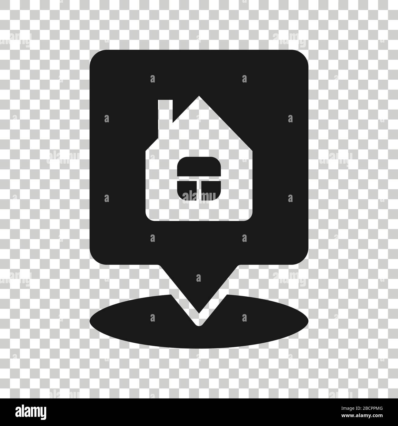 Home pin icon in flat style. House navigation vector illustration on ...
