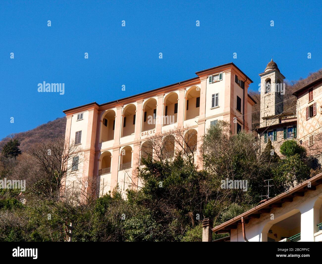 Valsolda, Italy - March 10, 2017: historic village on the edge of Lake ...
