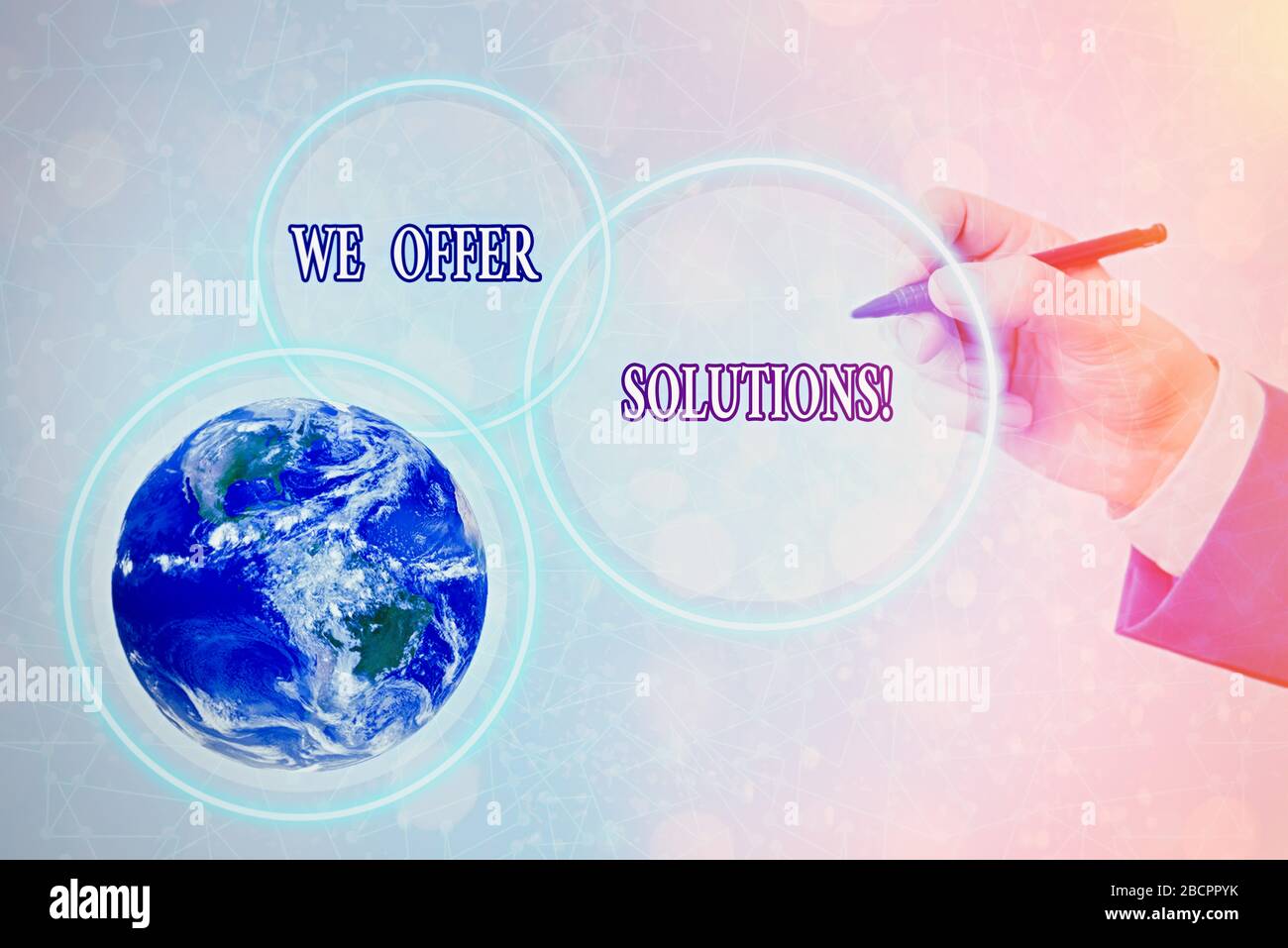 Conceptual hand writing showing We Offer Solutions. Concept meaning way ...