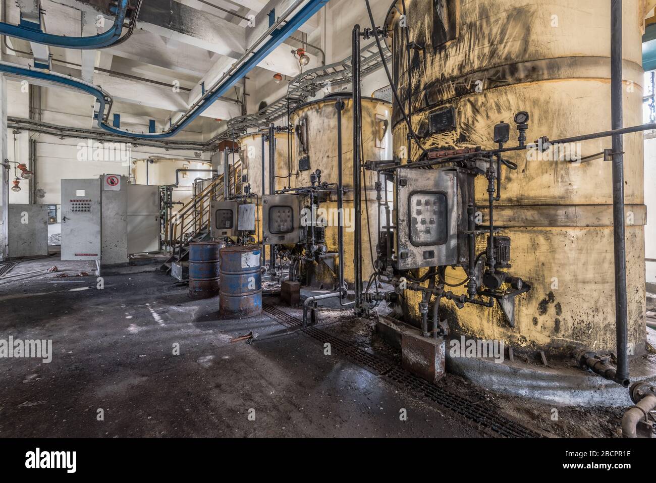 abandoned chemical treatments workshop Stock Photo - Alamy