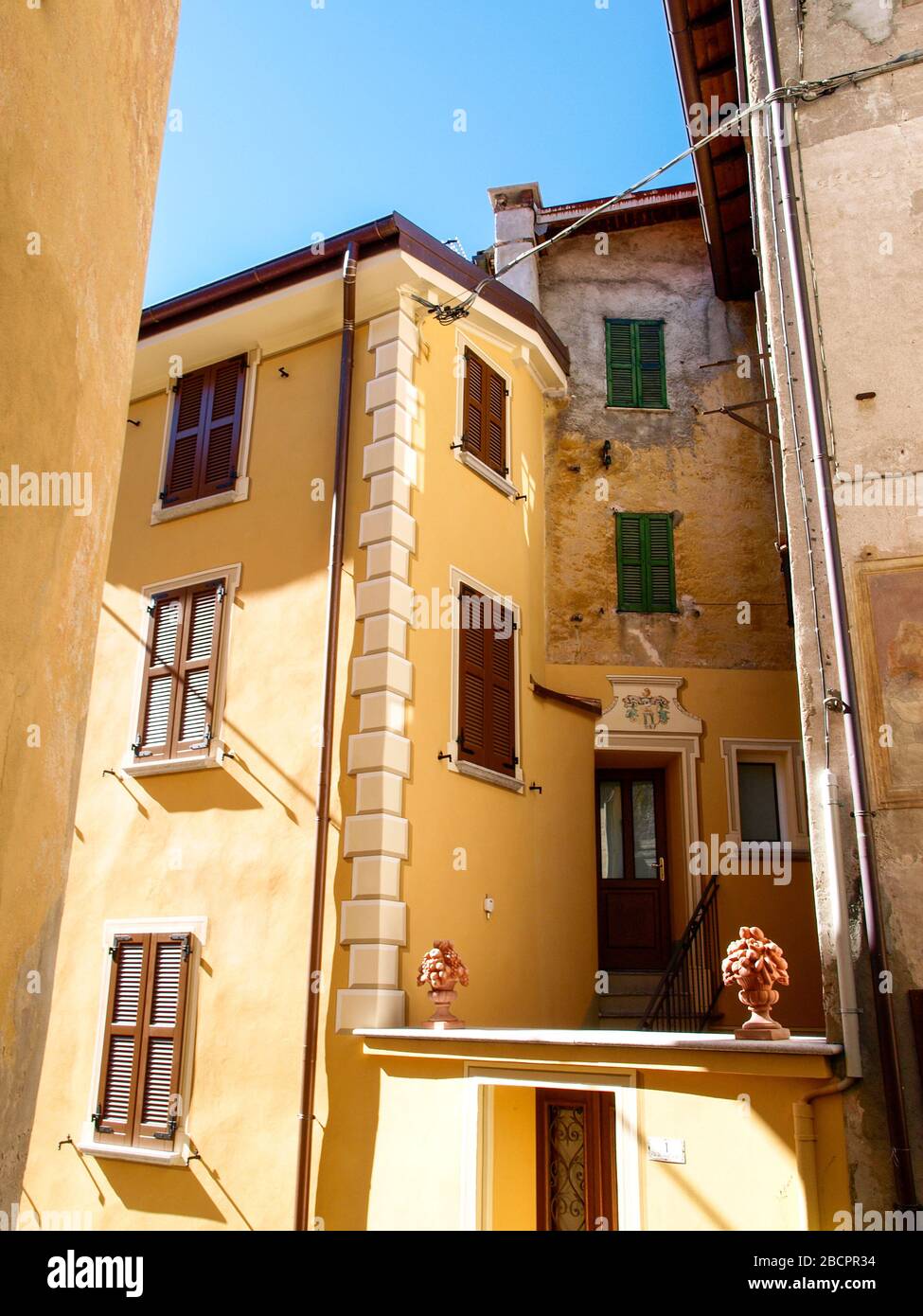 Valsolda, Italy - March 10, 2017: historic village on the edge of Lake ...
