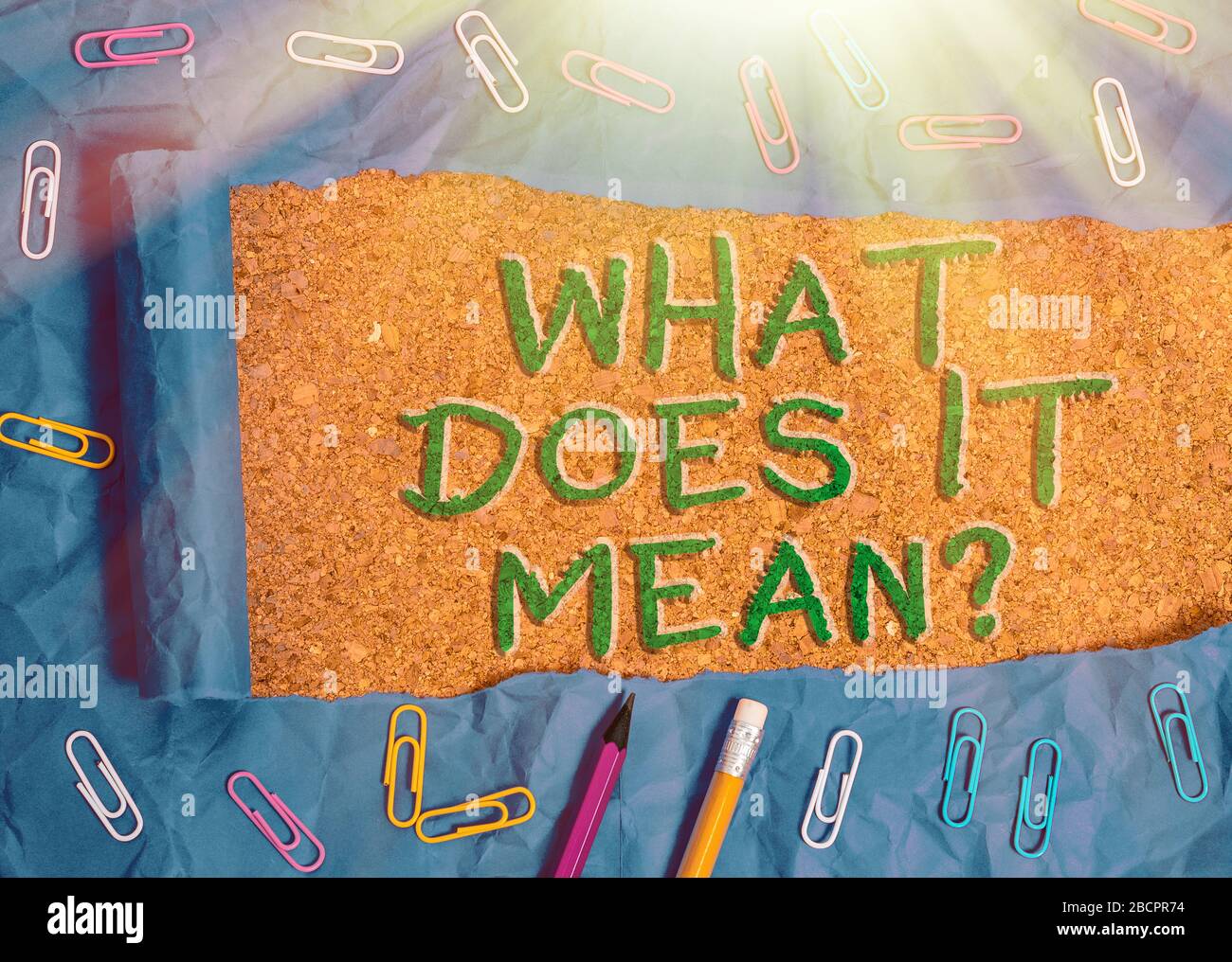 Writing note showing What Does It Mean question. Business concept for ...