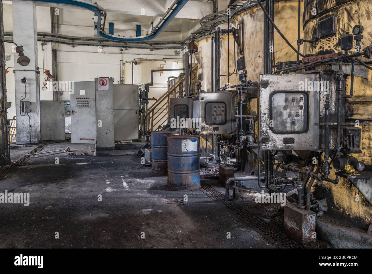 abandoned chemical treatments workshop Stock Photo - Alamy