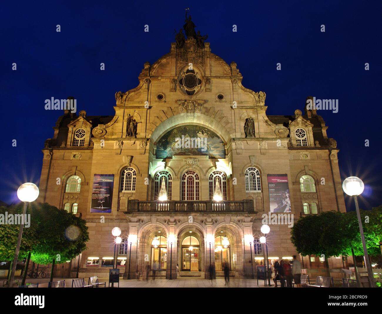 Opera house of the Staatstheater in Nuremberg at night, Germany Stock ...