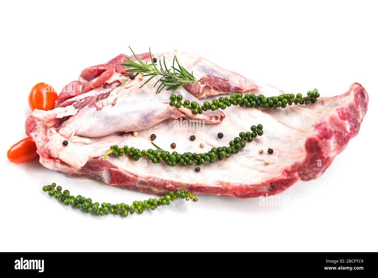 Raw pork ribs meat isolated on white background / Fresh pork spare ribs ...