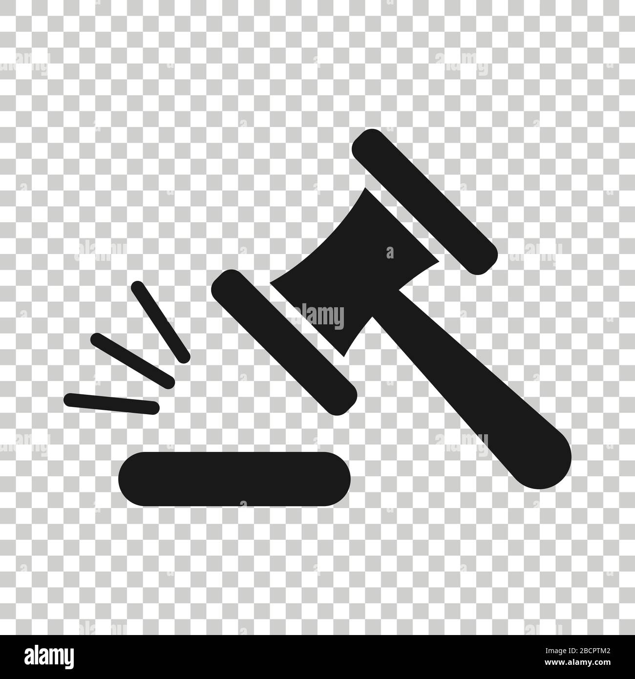 Auction hammer icon in flat style. Court sign vector illustration on ...