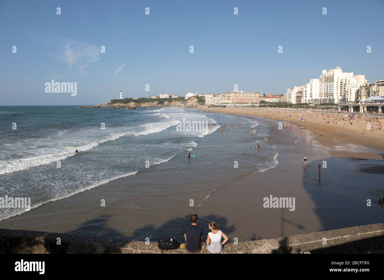The Grande Plage at Biarritz - evening view Stock Photo - Alamy