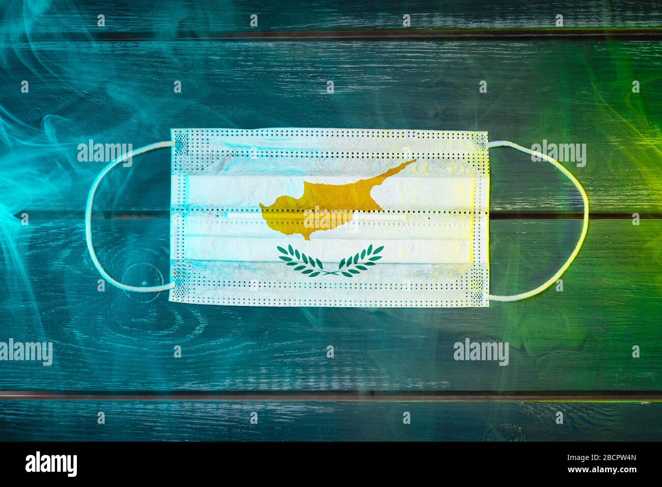 Medical mask for protection against airborne diseases, painted in the ...