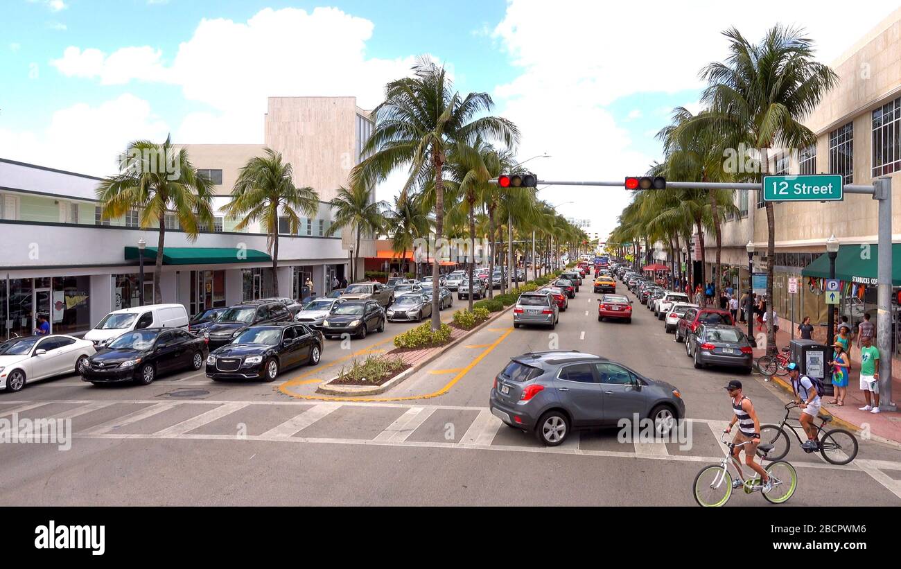 Street Traffic in Miami Beach - MIAMI, USA APRIL 10, 2016 Stock Photo ...