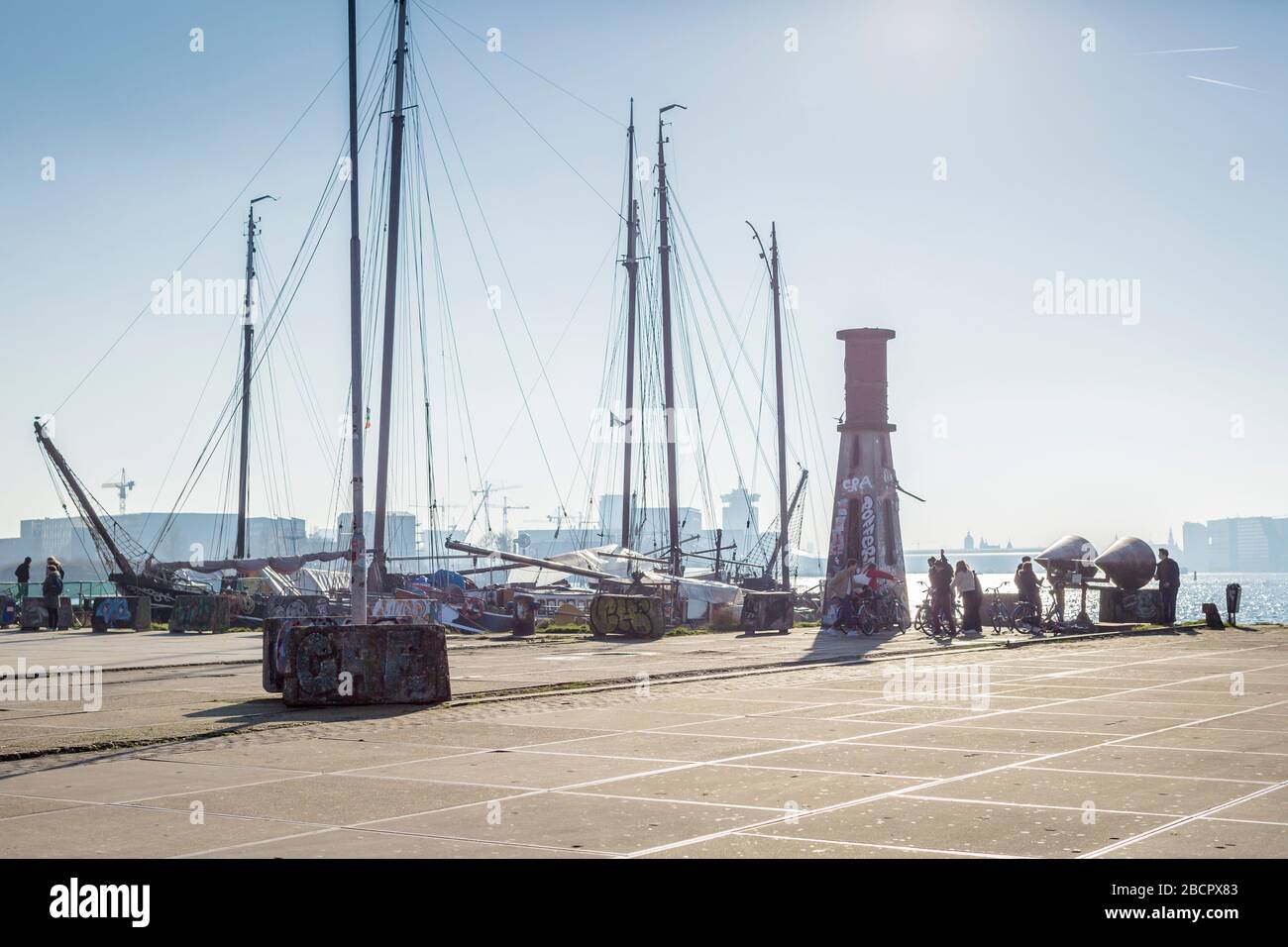 Amsterdam old shipyard redevelopment area and new architecture across ...