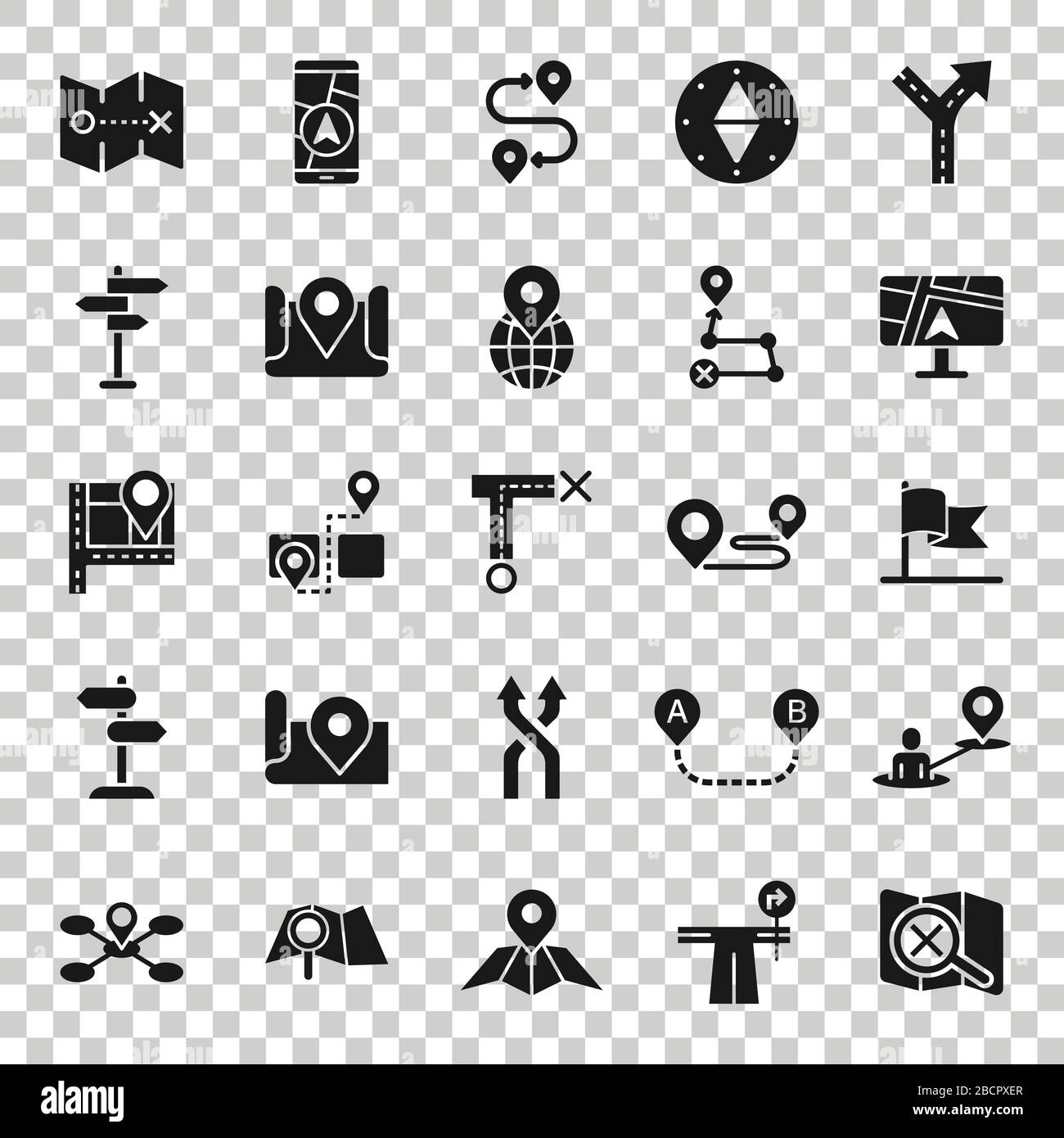 Navigation icon set in flat style. Gps direction vector illustration on ...