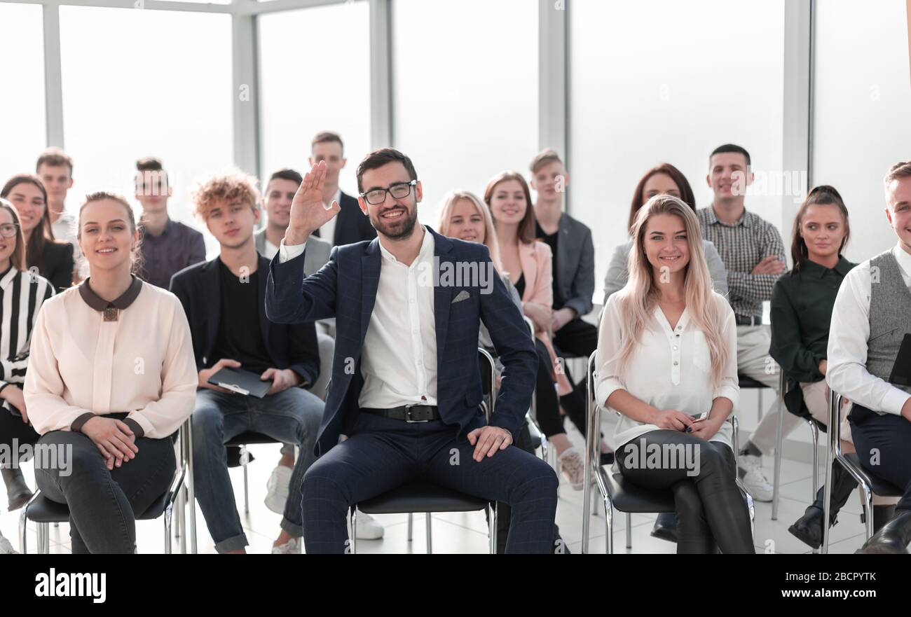 Asking questions during presentation hi-res stock photography and ...