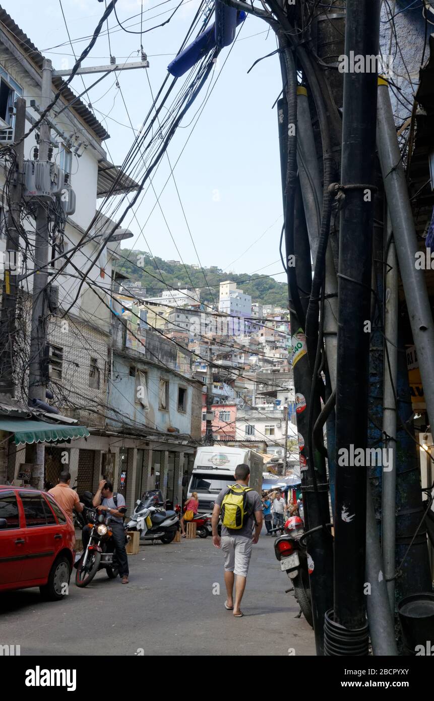 The tight narrow streets of Rocinha Favela Rio De Janeiro, Brazil Stock ...