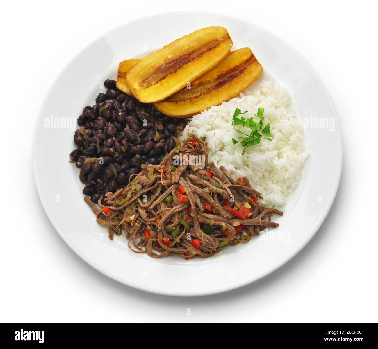 traditional venezuelan dish called Pabellon Criollo isolated on white ...