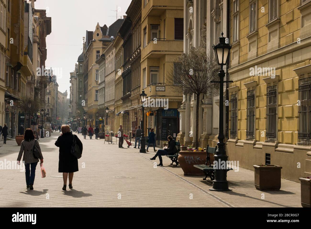 Hungary, Budapest - Váci utca (street) is one of the main pedestrian ...