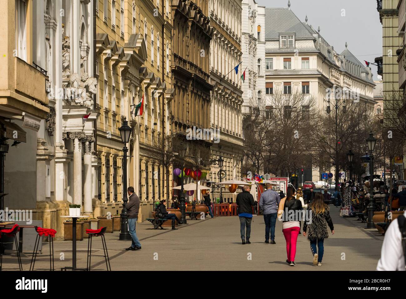 Hungary, Budapest - Váci utca (street) is one of the main pedestrian ...