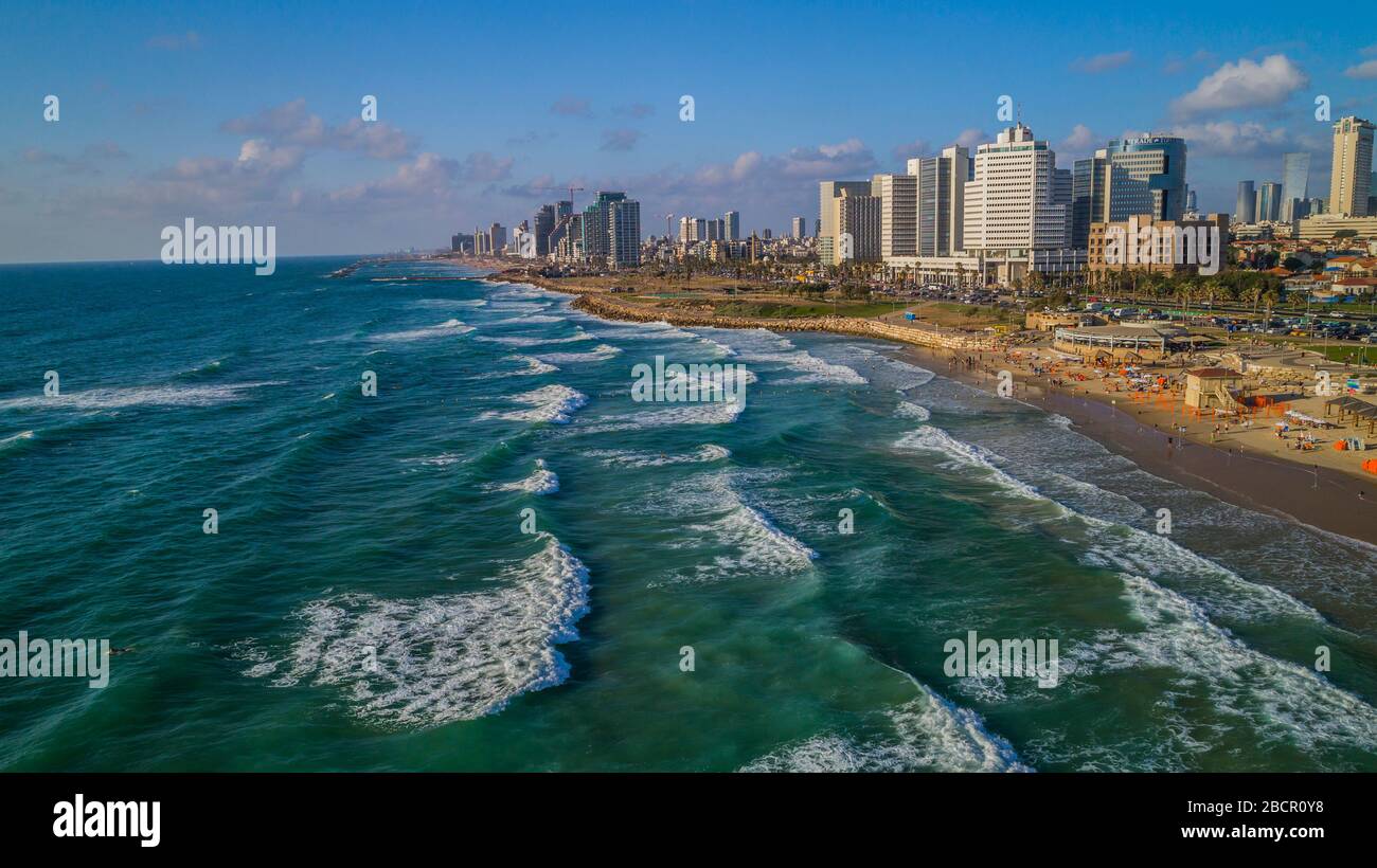 Tel Aviv promenade aerial view, Israel Stock Photo - Alamy